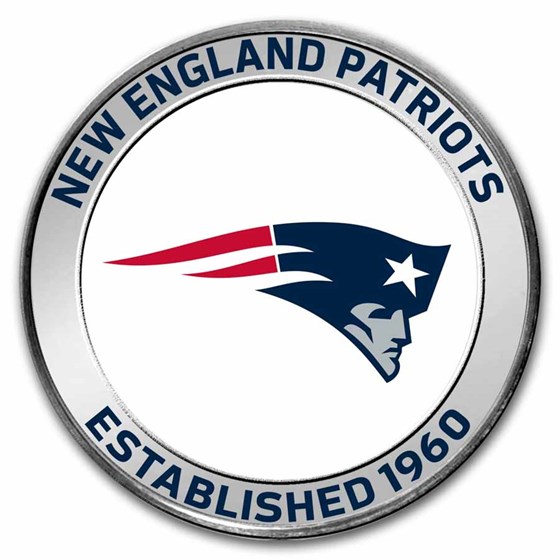 NFL New England Patriots 1 oz Silver Colorized Round (w/Box)