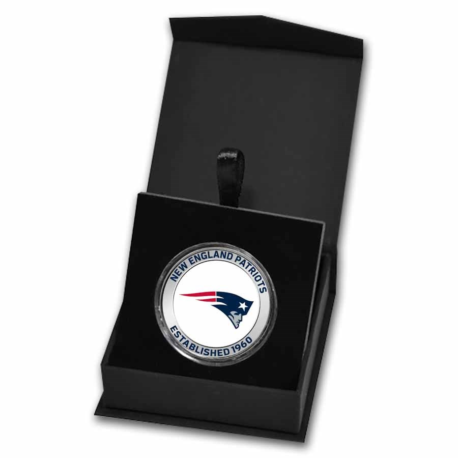 NFL New England Patriots 1 oz Silver Colorized Round (w/Box)