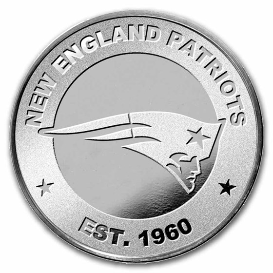 NFL New England Patriots 1 oz Silver Round (w/Box)