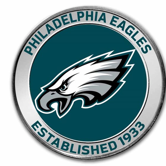 NFL Philadelphia Eagles 1 oz Silver Colorized Round (w/Box)