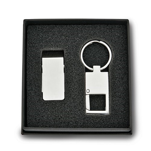 Buy Nickel-plated Key Ring and Money Clip Set - Rectangle | APMEX