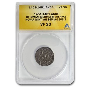 Buy Ottoman Empire AR Akce Mehmet II (1451-1481 AD) VF-30 ANACS | APMEX