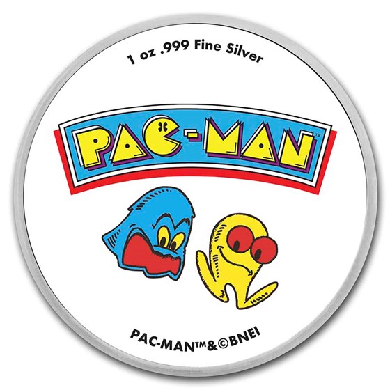 Buy PAC-MAN™ Arcade Cabinet 1 oz Colorized Silver Round | APMEX