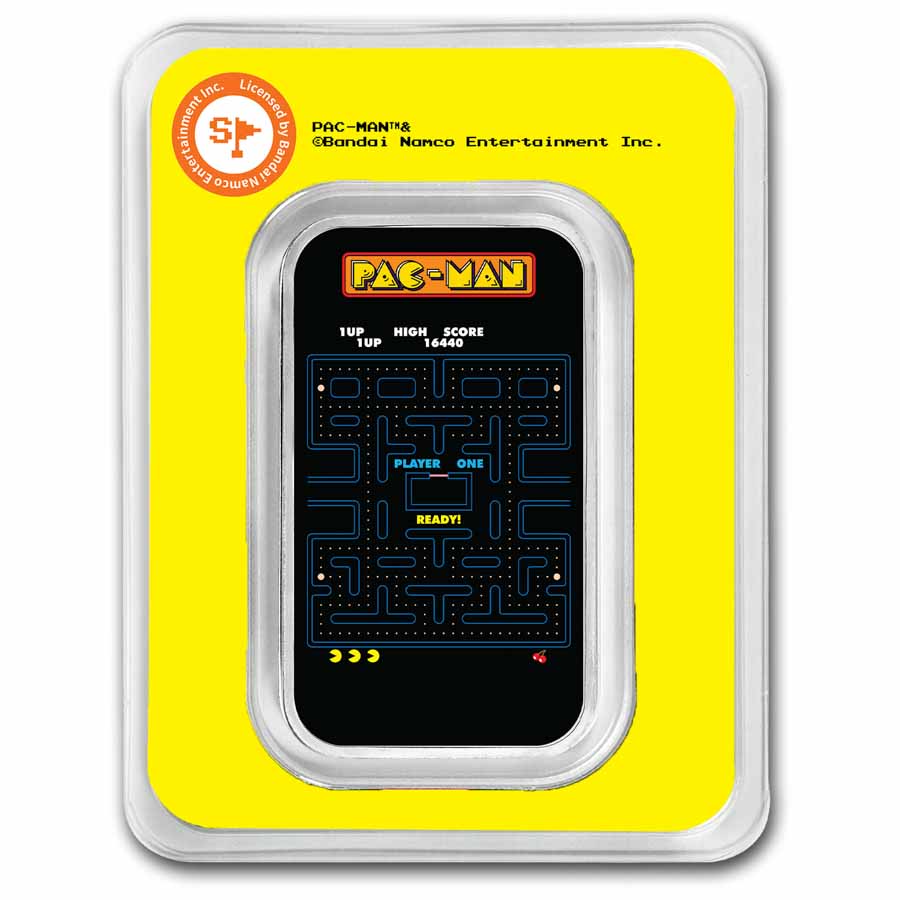 APMEX - PAC-MAN Game Screen 1 oz Silver Colorized Bar