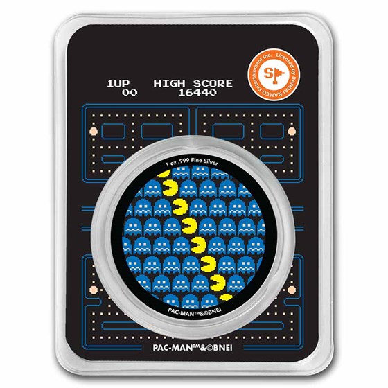 Buy PAC-MAN 1 oz Silver Pixel Pattern Colorized Round | APMEX