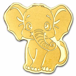 Palau 1/2 gram Gold $1 Golden Highlights Elephant Shaped Coin