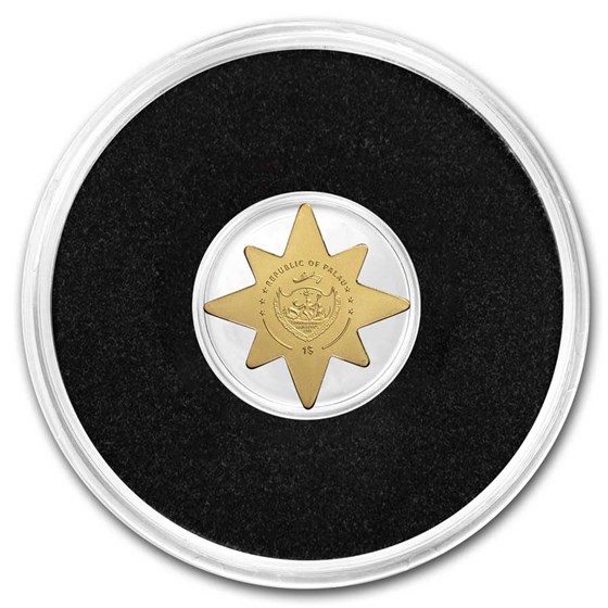 Palau 1/2 gram Gold $1 Golden Highlights Star Shaped Coin