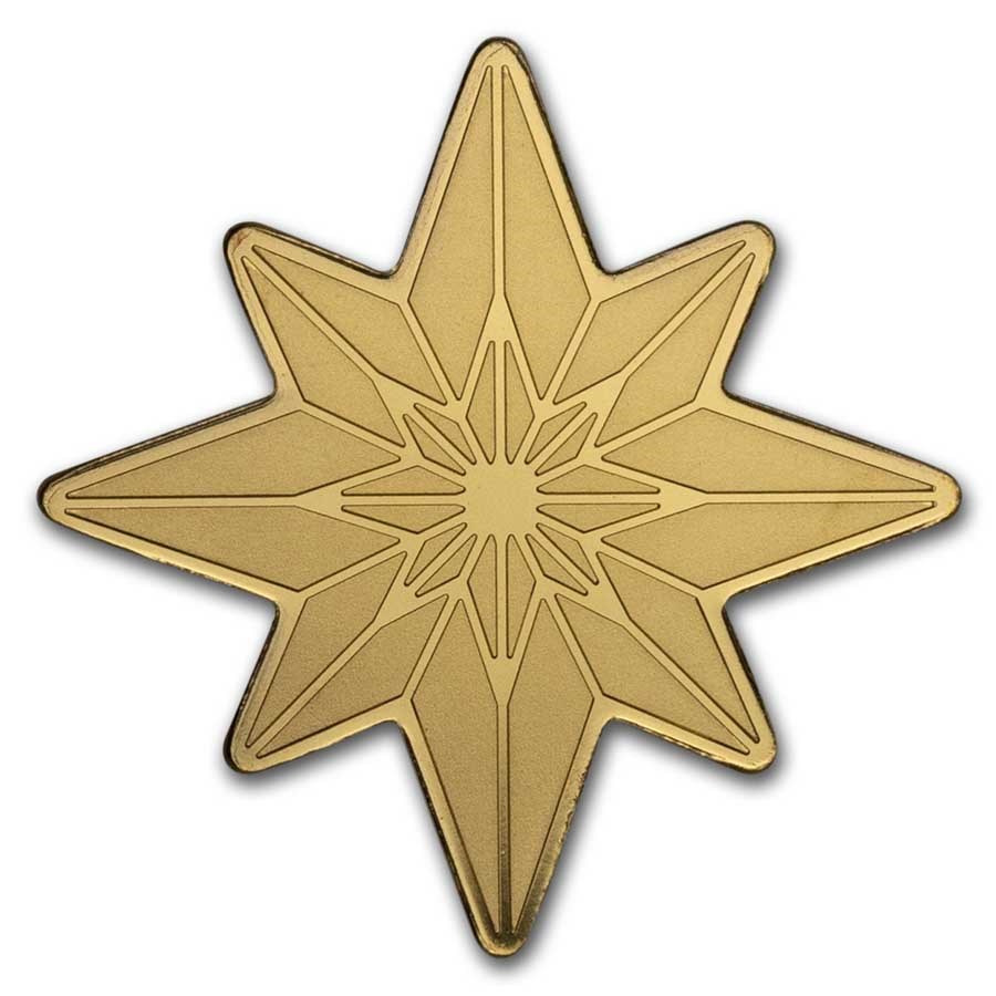 Palau 1/2 gram Gold $1 Golden Highlights Star Shaped Coin