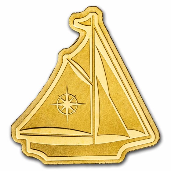 Palau 1/2 gram Gold $1 Golden Sailboat Shaped (Coin Only)