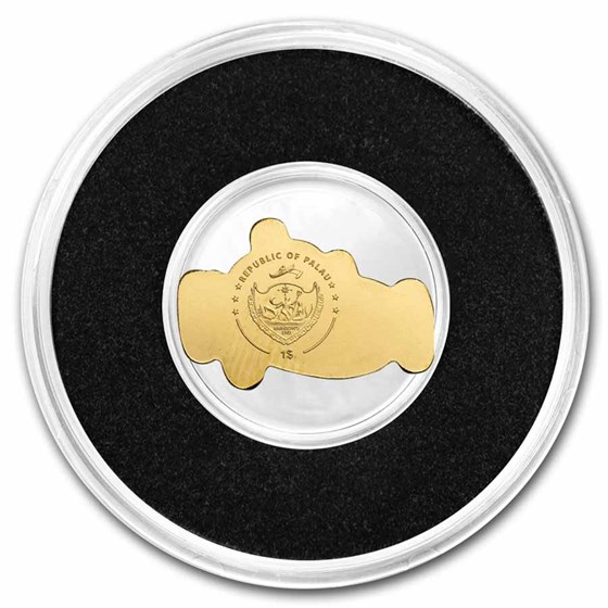 Palau 1/2 gram Gold $1 Racing Car Shaped Coin