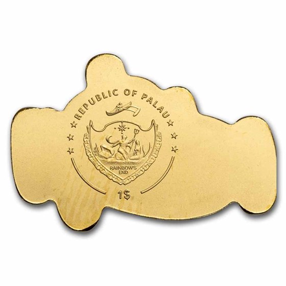 Palau 1/2 gram Gold $1 Racing Car Shaped Coin