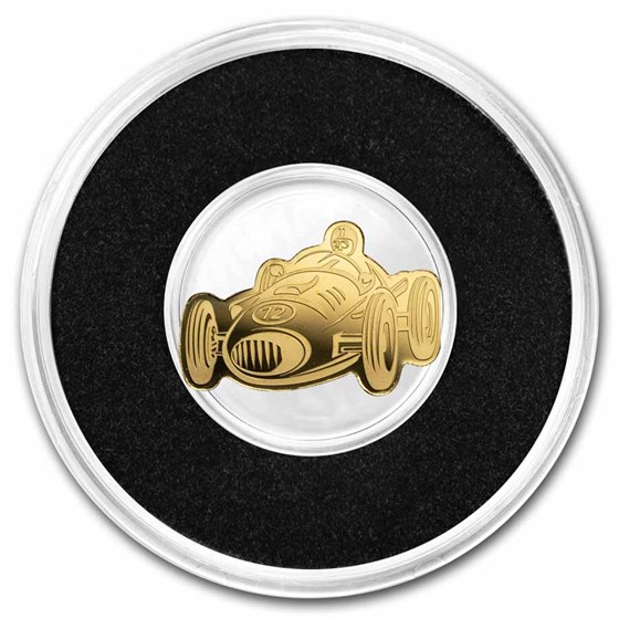 Palau 1/2 gram Gold $1 Racing Car Shaped Coin