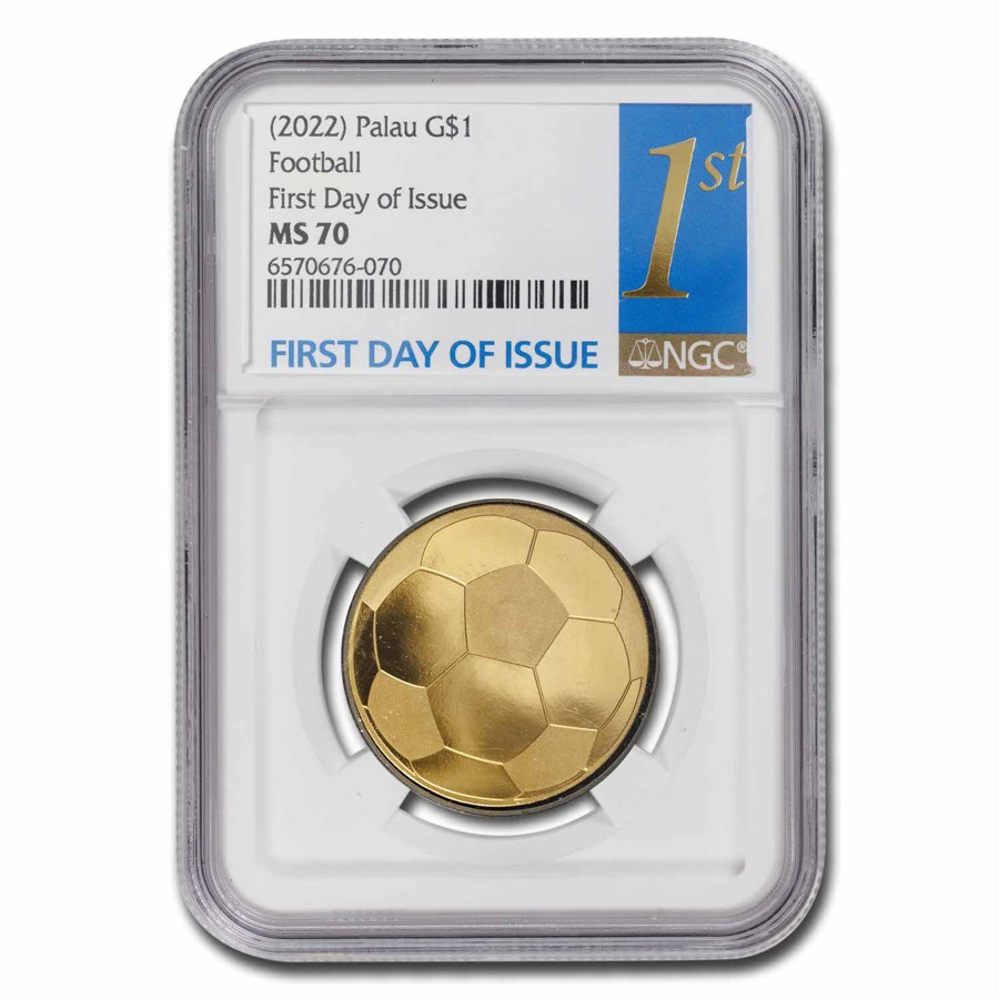 Buy Palau 1/2 gram Gold Golden Soccer Ball Shaped Coin MS-70 NGC FDI ...