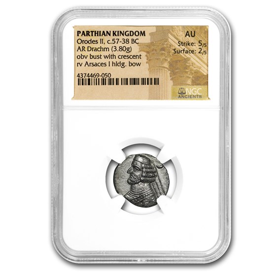 Buy Parthian Empire Orodes II Silver Drachm (57-38 BC) AU NGC | APMEX