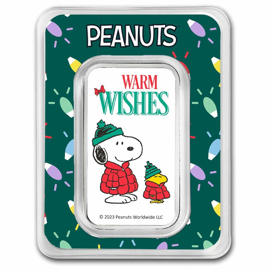 Buy Peanuts® Snoopy & Woodstock Warm Wishes 1 oz Colorized Silver Bar ...
