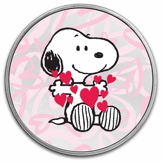 Buy Peanuts 1 oz Silver Valentine's Snoopy with Hearts | APMEX