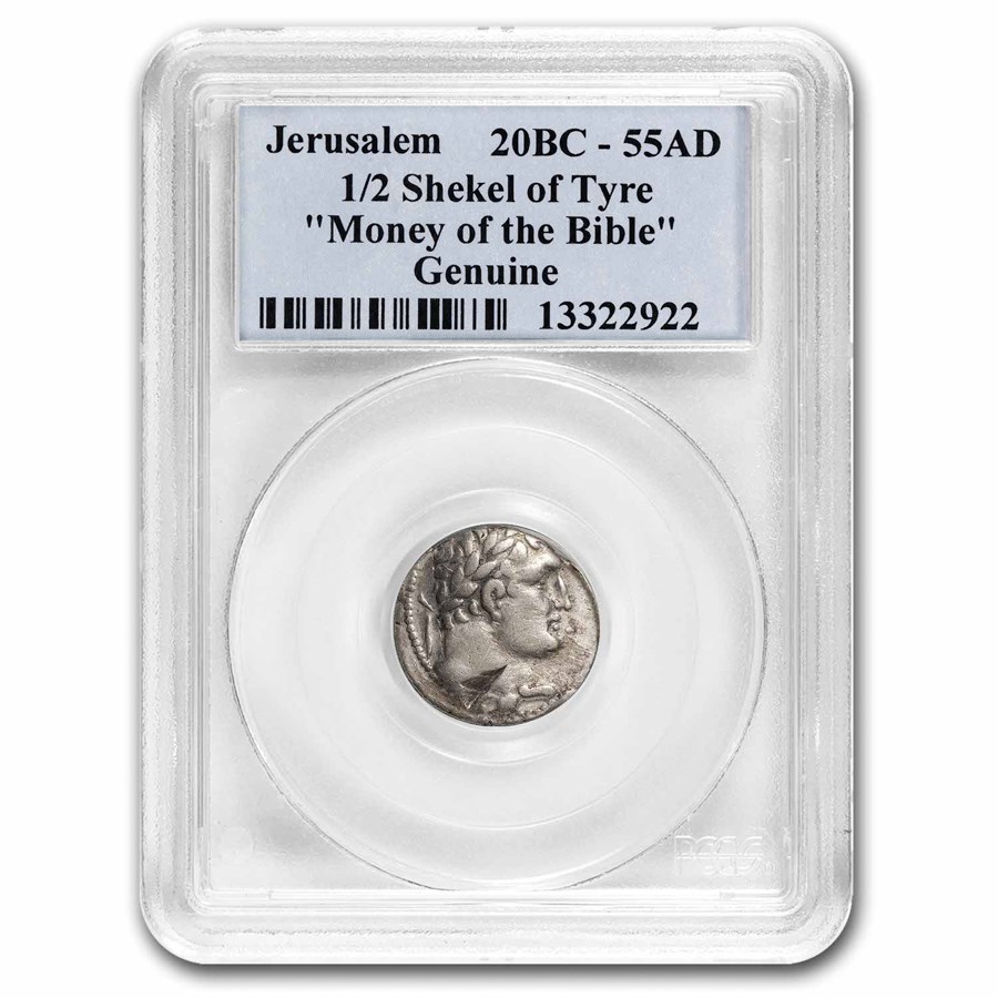 Phoenicia Tyre Silver 1/2 Shekel (126-5 BC-65/6 AD) Genuine PCGS