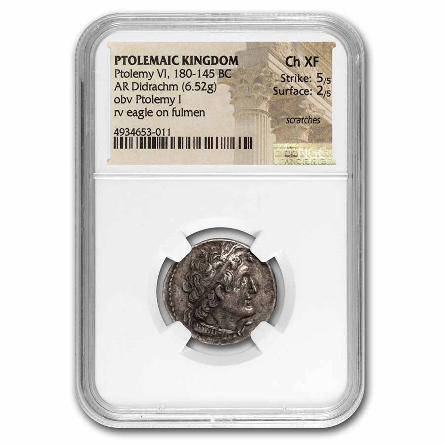 Buy Ptolemaic Kingdom Ptolemy VI AR Didrachm (180-145 BC) Ch XF NGC | APMEX