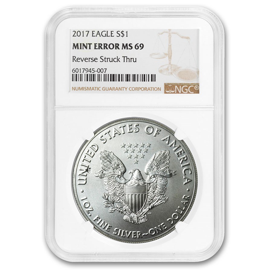 Buy Random Year U.S Silver Eagle MS-69 NGC (Error, Rev Struck Thru) | APMEX