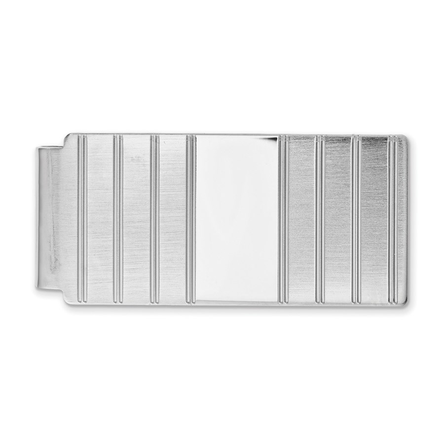 Buy Rhodium-Plated Hinged Engravable Grooved Money Clip | APMEX