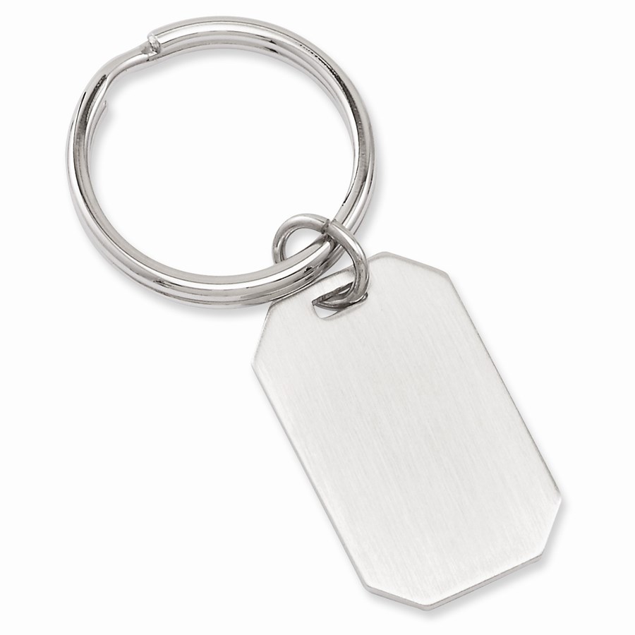 Buy Rhodium-plated Satin Rectangle Key Ring | APMEX