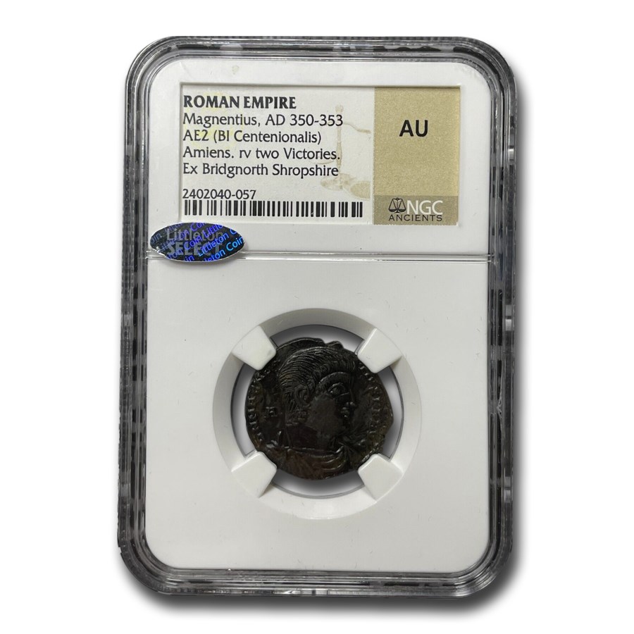 Roman AE2 BI Centenionalis Emperor Magnentius (350-353 AD) AU NGC
