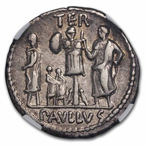 Roman AR Denarius L. Aem L. Paullus (62 BC) Ch VF NGC (Cr-415/1)