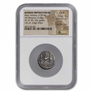 Buy Roman AR Denarius Marc Antony Legion III (30 BC) Ch Fine NGC | APMEX