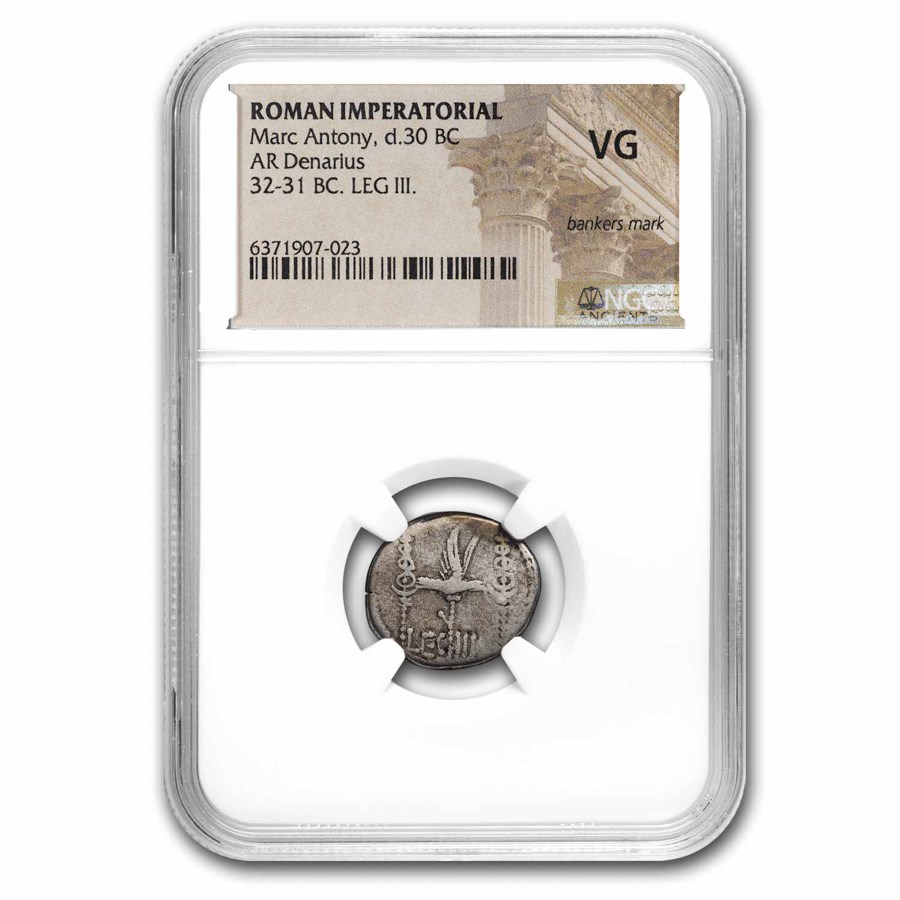 Buy Roman AR Denarius Marc Antony Legion III (30 BC) VG NGC | APMEX
