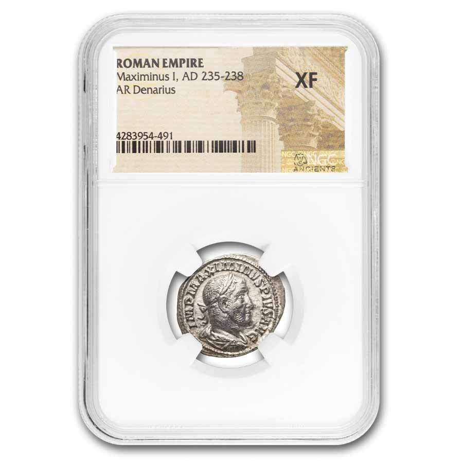 Roman AR Denarius Maximinius I 235 AD XF NGC (Random Coin)