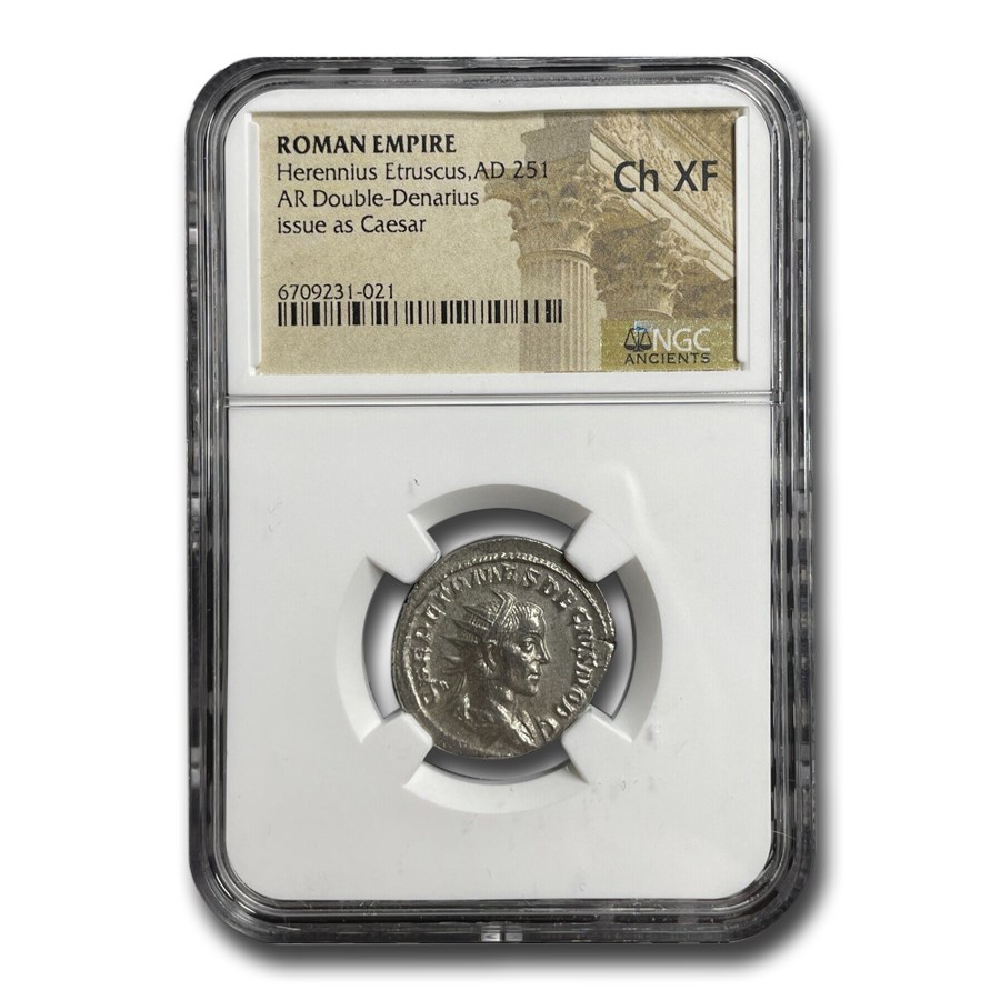 Buy 251 AD Roman AR Double Denarius Herennius Ch XF | APMEX