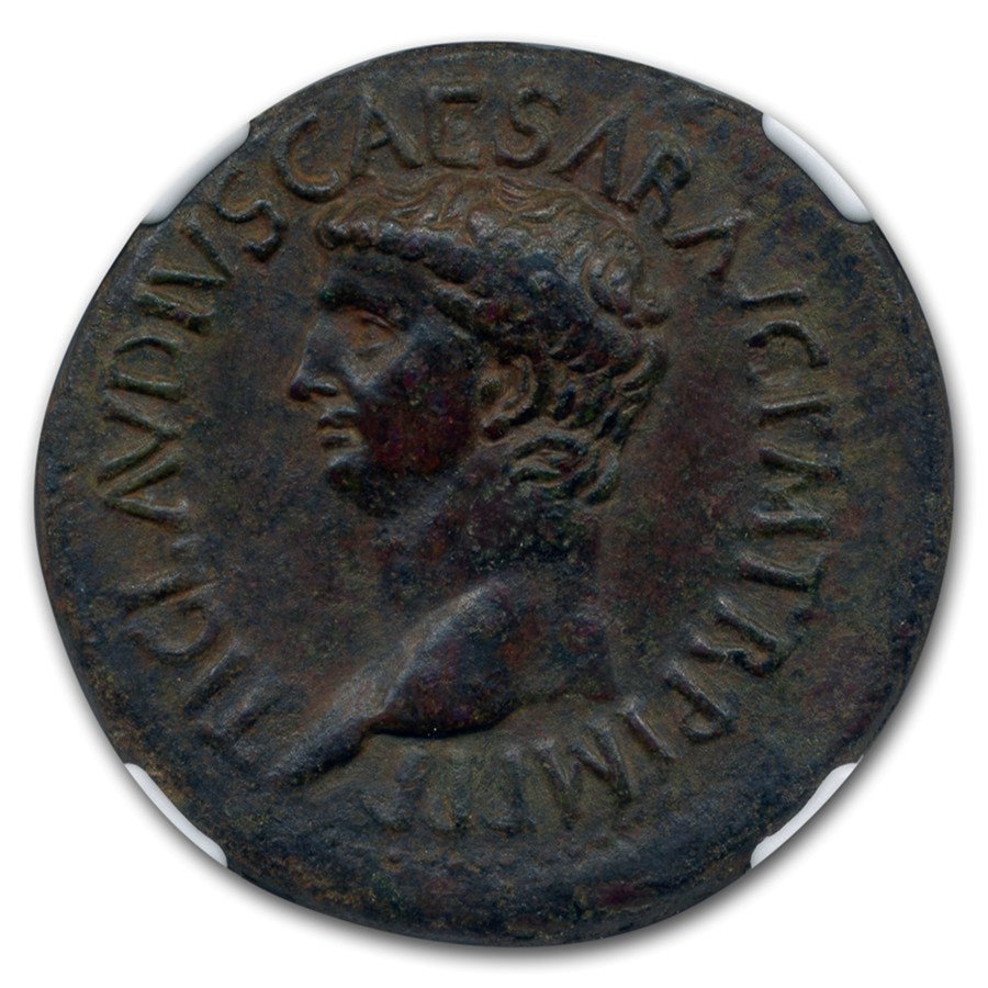 Buy Roman Bronze Dupondius Emperor Claudius (41-45 AD) XF NGC | APMEX