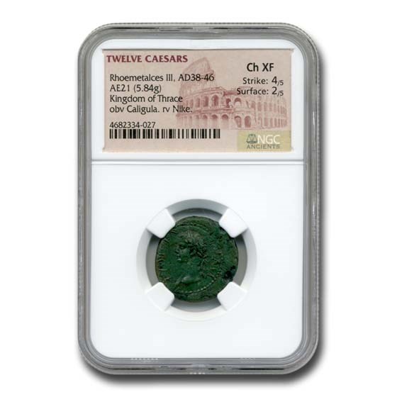 Buy Roman Client Kingdom Thrace AE 21 Rhoemetalces III Ch XF NGC | APMEX