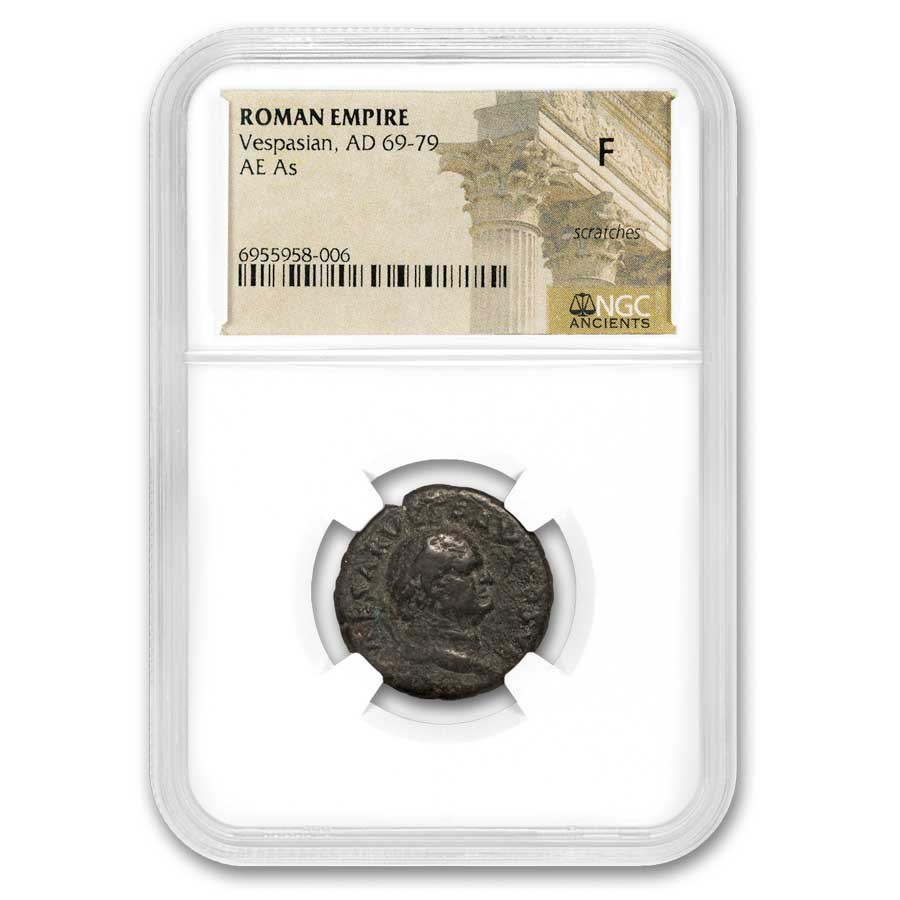 Roman Empire AE As Emp Vespasian (74 AD) Fine NGC (RIC II 894)