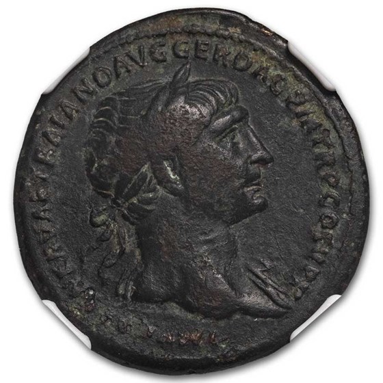 Roman Empire AE As Trajan (98-117 AD) Ch Fine NGC (RIC II 456)