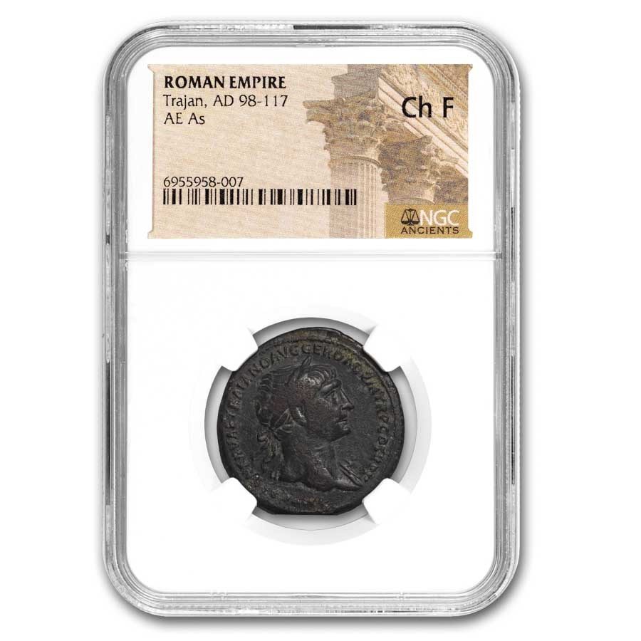 Roman Empire AE As Trajan (98-117 AD) Ch Fine NGC (RIC II 456)