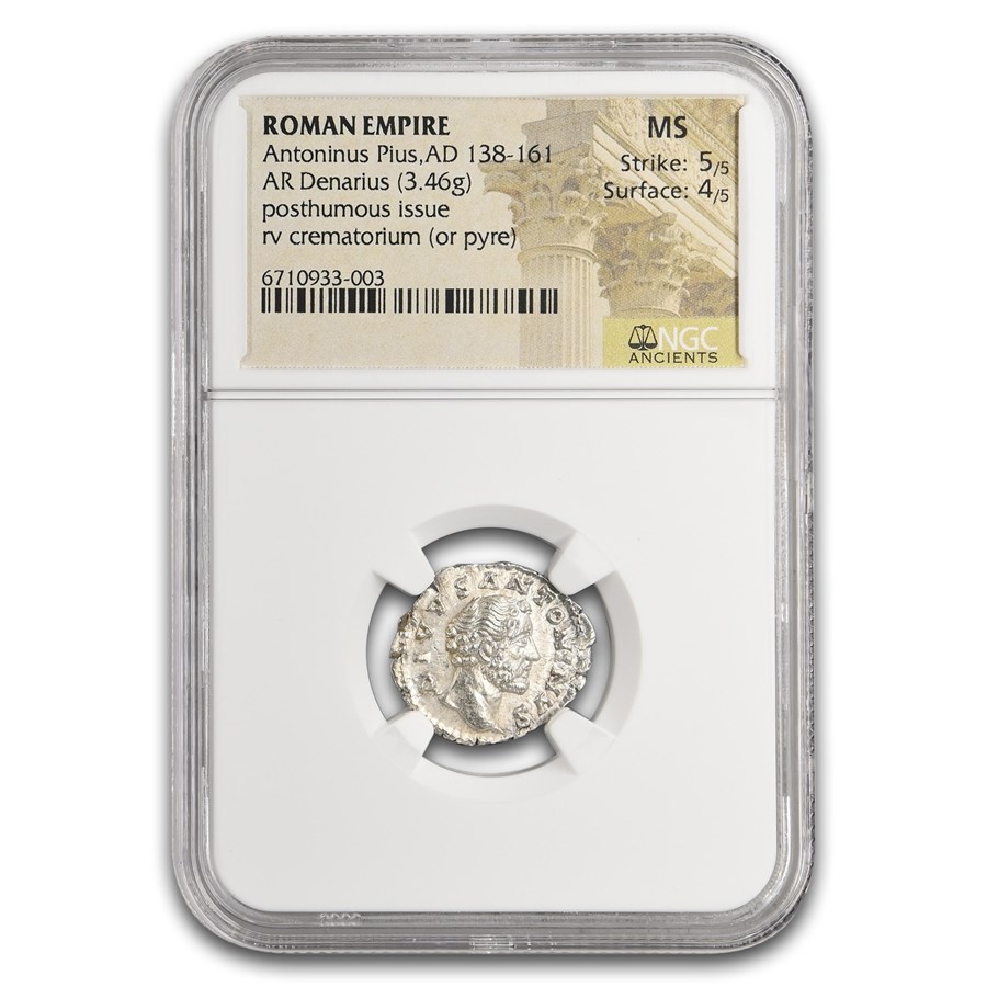 Buy 138-161 Roman Silver Denarius Ant Pius MS 5/4 | APMEX