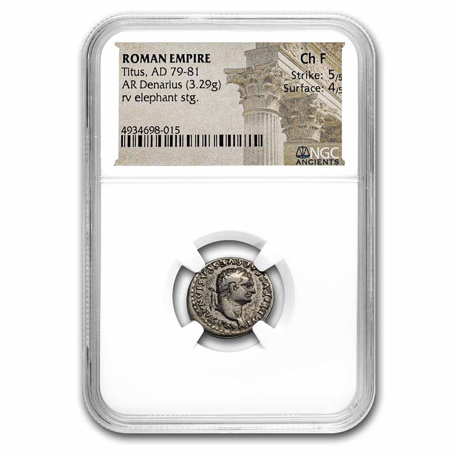 Buy Roman Empire AR Denarius Titus 79-81 AD Ch Fine NGC (RIC II 115 ...