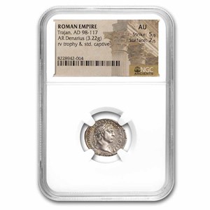 Roman Empire AR Denarius Trajan (98-117 AD) AU NGC (RIC II 223)