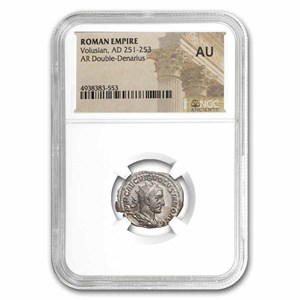 Roman Empire AR Double Denarius Volusian (251-253 AD) AU NGC