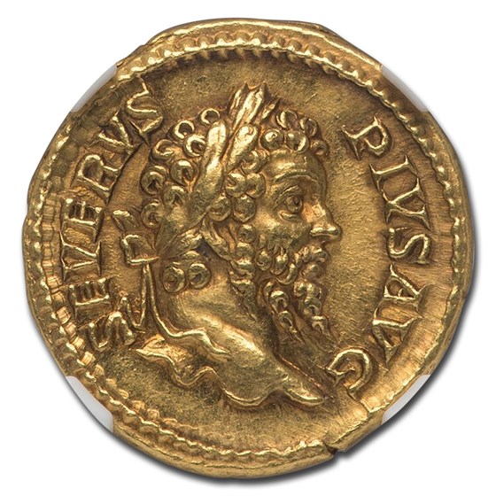 Roman Empire AV Aureus Sep Sev 193-211 AD Ch XF NGC (RIC IV 196)