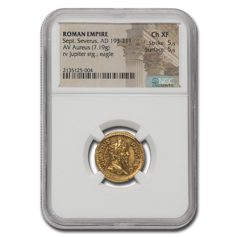Roman Empire AV Aureus Sep Sev 193-211 AD Ch XF NGC (RIC IV 196)