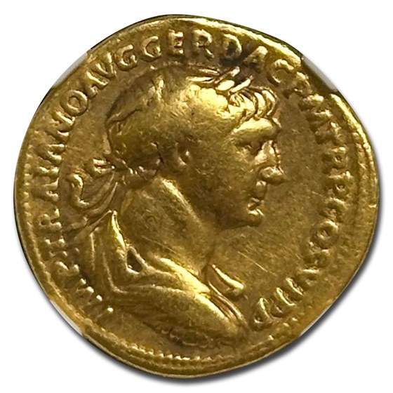 Roman Empire AV Aureus Trajan 98-117 AD Fine NGC (RIC II 257)