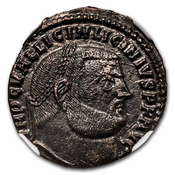 Roman Empire BI Nummus Licinius I AU NGC (IOVI CONSERVATORI)