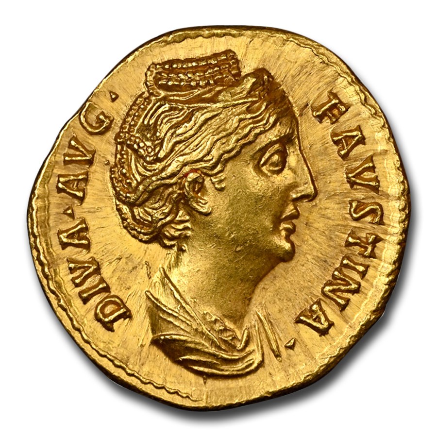 Roman Empire Gold Aureus Faustina Sr 138 140 1 Ad Ch Ms Ngc