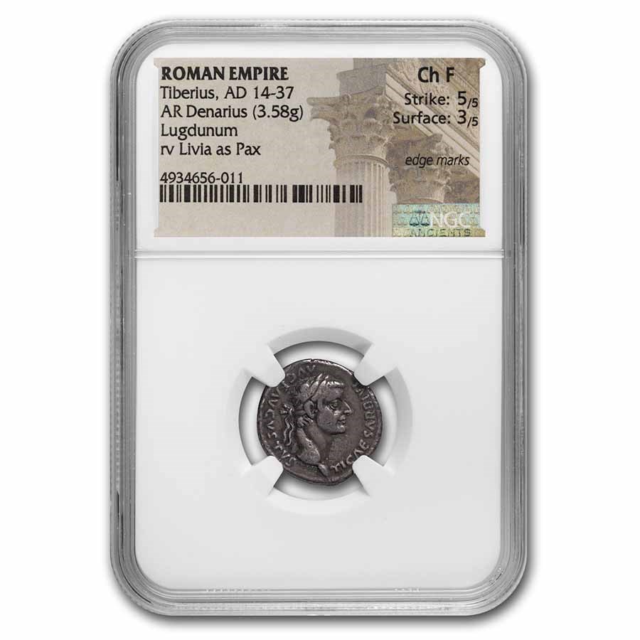 Buy Roman Empire Silver Denarius Tiberius (14-37 AD) Ch Fine NGC | APMEX