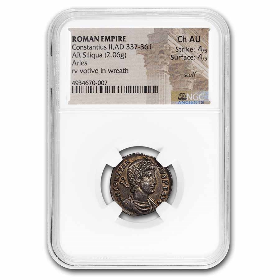 Buy Roman Empire Silver Siliqua Constantius II (337-361 AD) Ch AU NGC ...