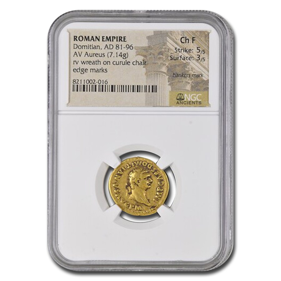 Roman Gold Aureus Emperor Domitian 81 96 Ad Ch Fine Ngc