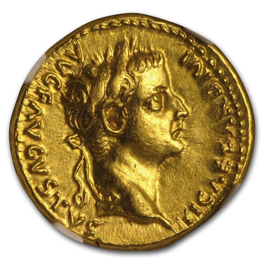 Buy Roman Gold Aureus Tiberius Emp. (14-37AD) AU NGC (Tribute Penny ...