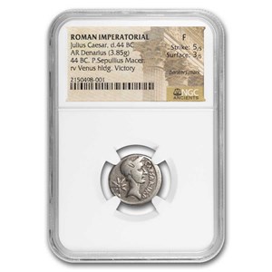 Roman Imperatorial AR Denarius Julius Caesar (d.44 BC) Fine NGC